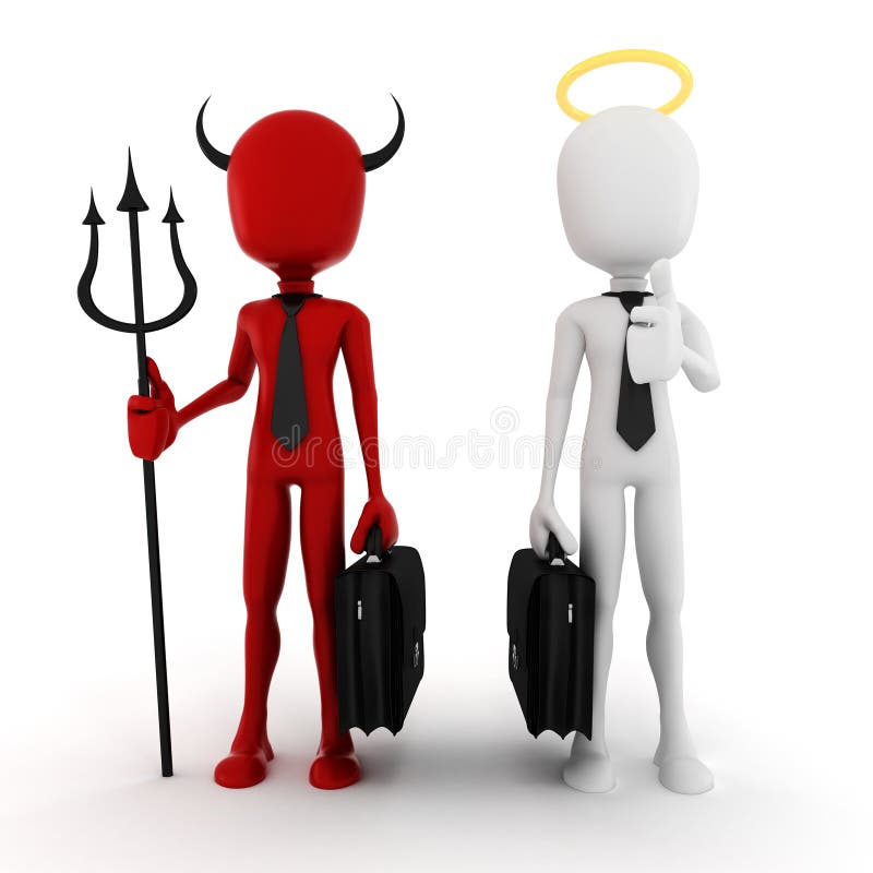 Duivel en Engel vector illustratie. Illustration of beeldverhaal - 53185895