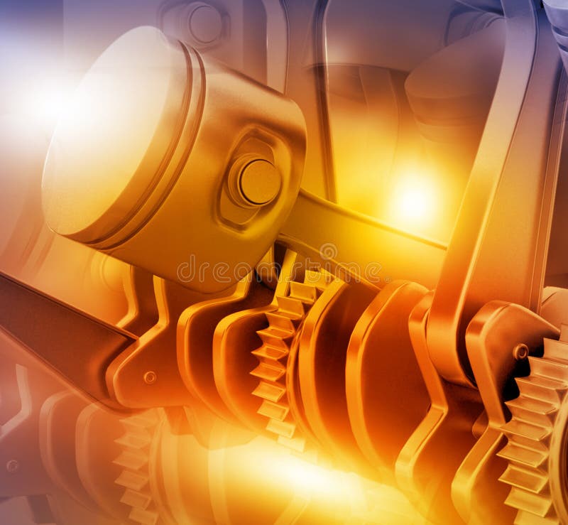 3d Engine Pistons and Cog Wheels Stock Illustration - Illustration of ...