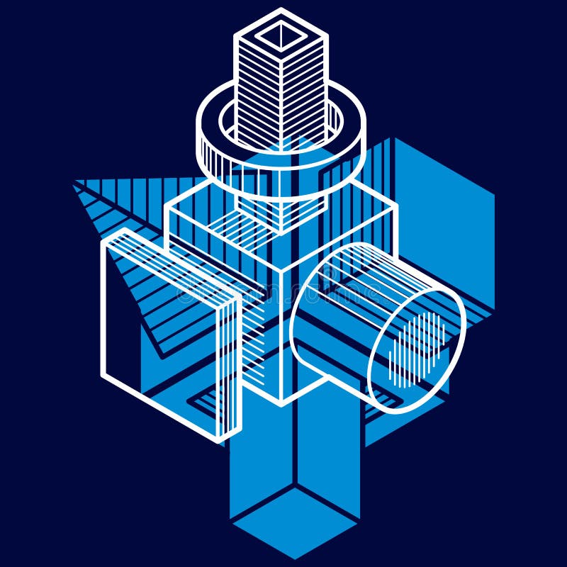 3D Engineering Vector, Abstract Shape Made Using Cubes and Geometric ...