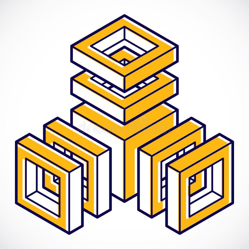 3D Engineering Vector, Abstract Shape Made Using Cubes and Geometric ...