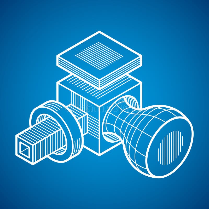 3D Engineering Vector, Abstract Shape Made Using Cubes and Geometric ...