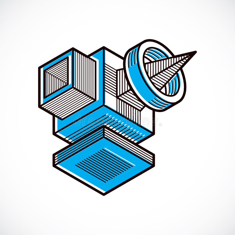 3D Engineering Vector, Abstract Shape Made Using Cubes and Geometric ...