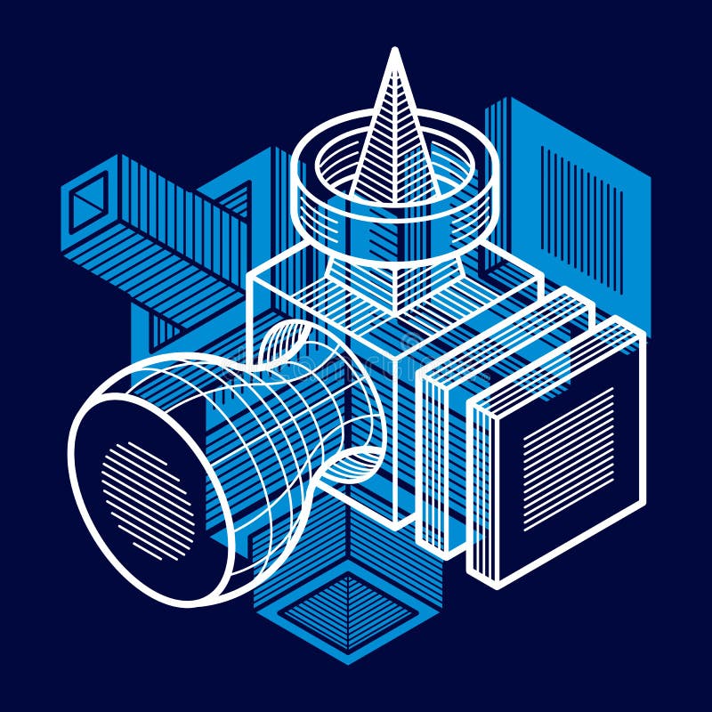 3D Engineering Vector, Abstract Shape Made Using Cubes and Geometric ...