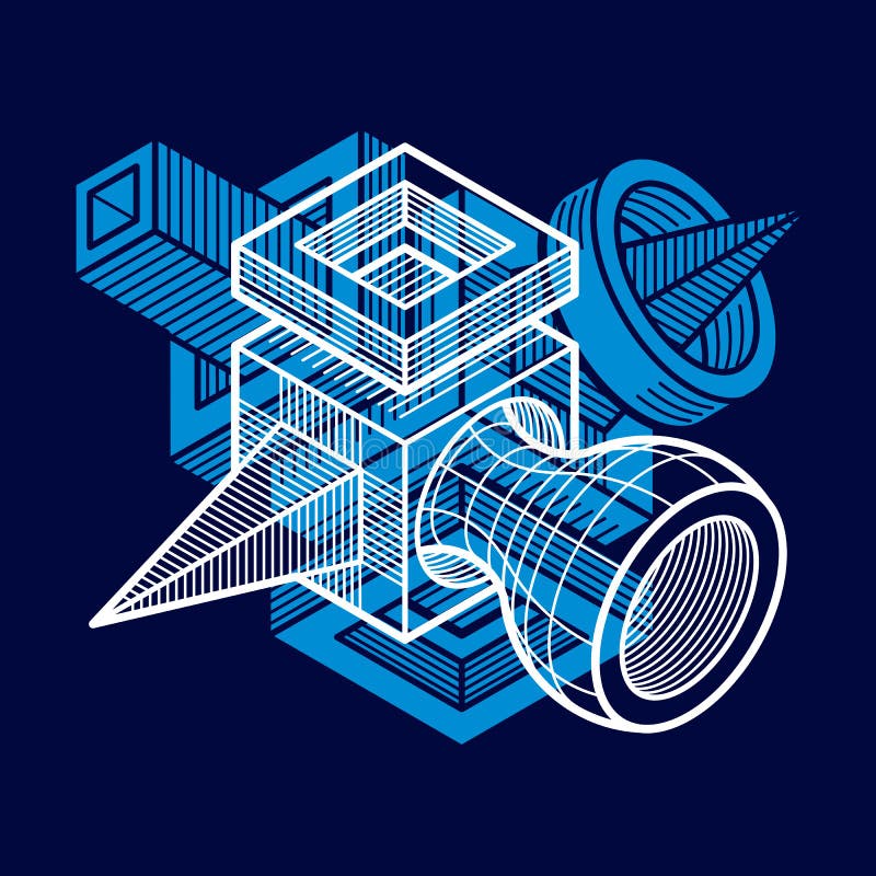 3D Engineering Vector, Abstract Shape Made Using Cubes and Geometric ...