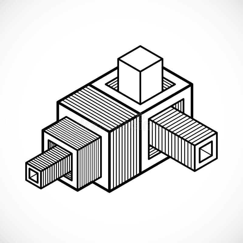 3D Engineering Vector, Abstract Shape Made Using Cubes and Geometric ...