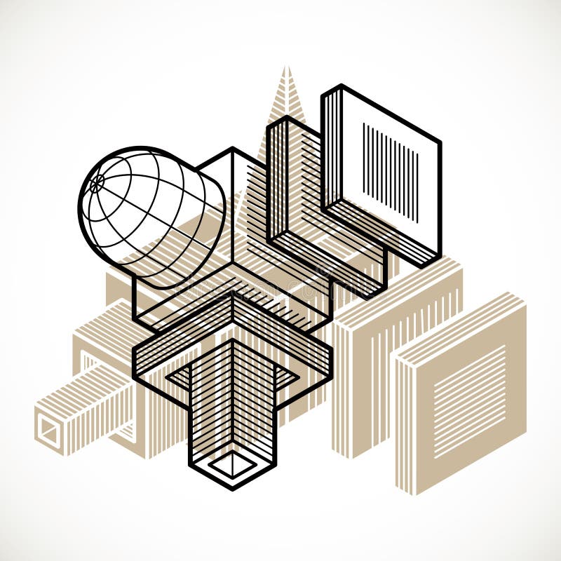 3D Engineering Vector, Abstract Shape Made Using Cubes and Geometric ...