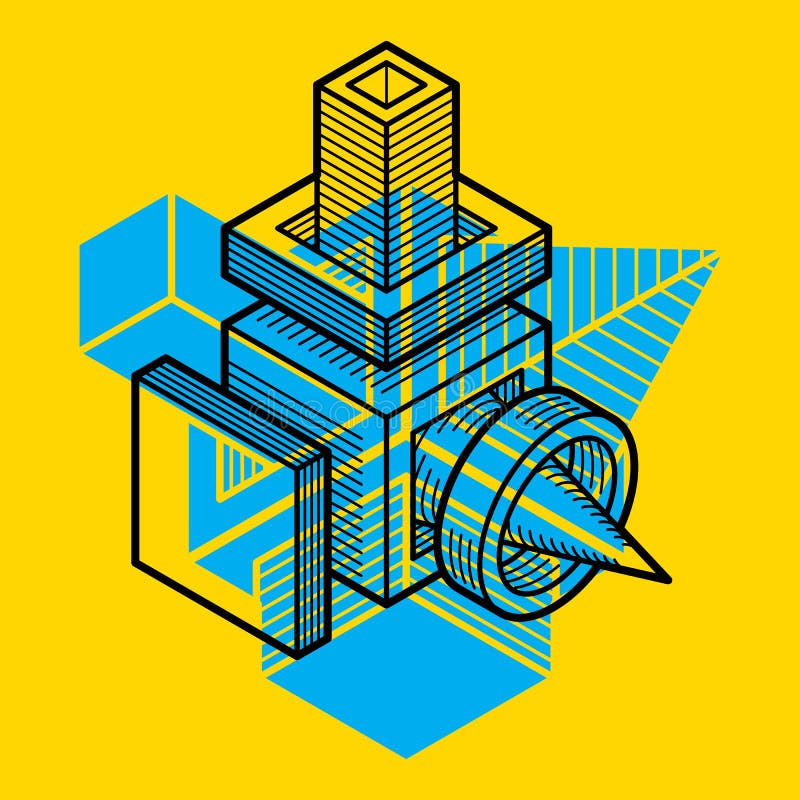 3D Engineering Vector, Abstract Shape Made Using Cubes and Geometric ...