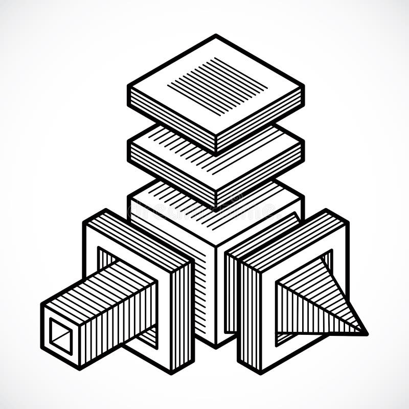 3D Engineering Vector, Abstract Shape Made Using Cubes and Geometric ...