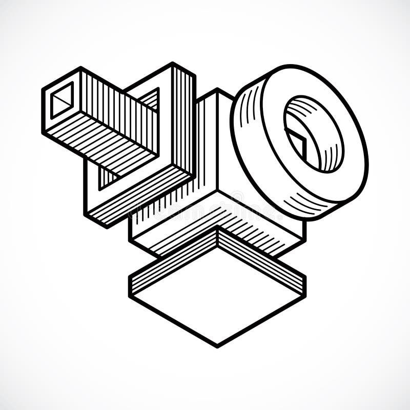 3D Engineering Vector, Abstract Shape Made Using Cubes and Geometric ...