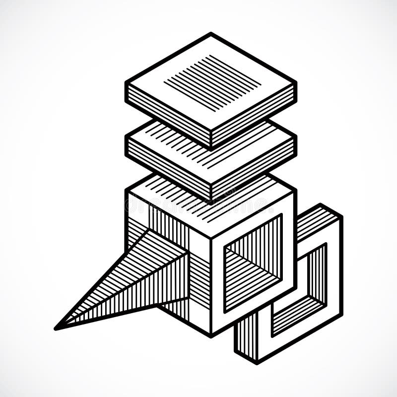3D Engineering Vector, Abstract Shape Made Using Cubes and Geometric ...