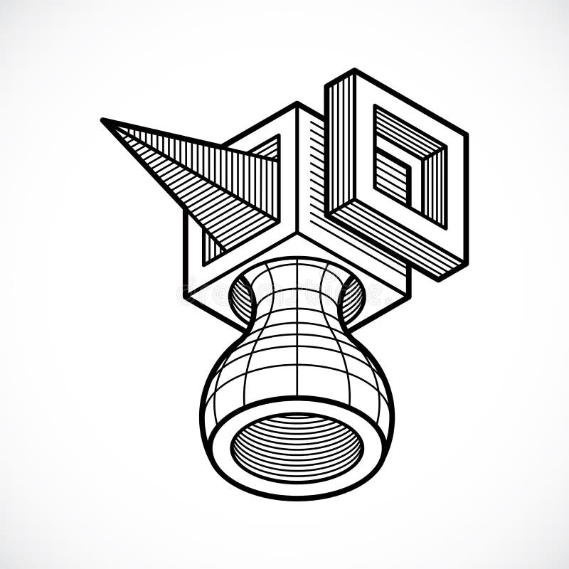 3D Engineering Vector, Abstract Shape Made Using Cubes and Geometric ...