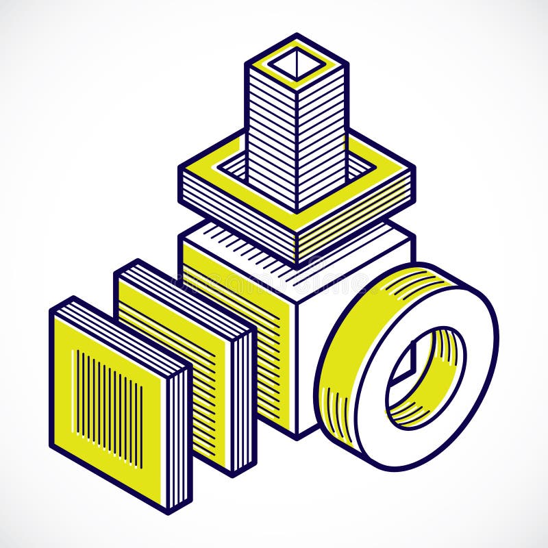 3D Engineering Vector, Abstract Shape Made Using Cubes and Geometric ...