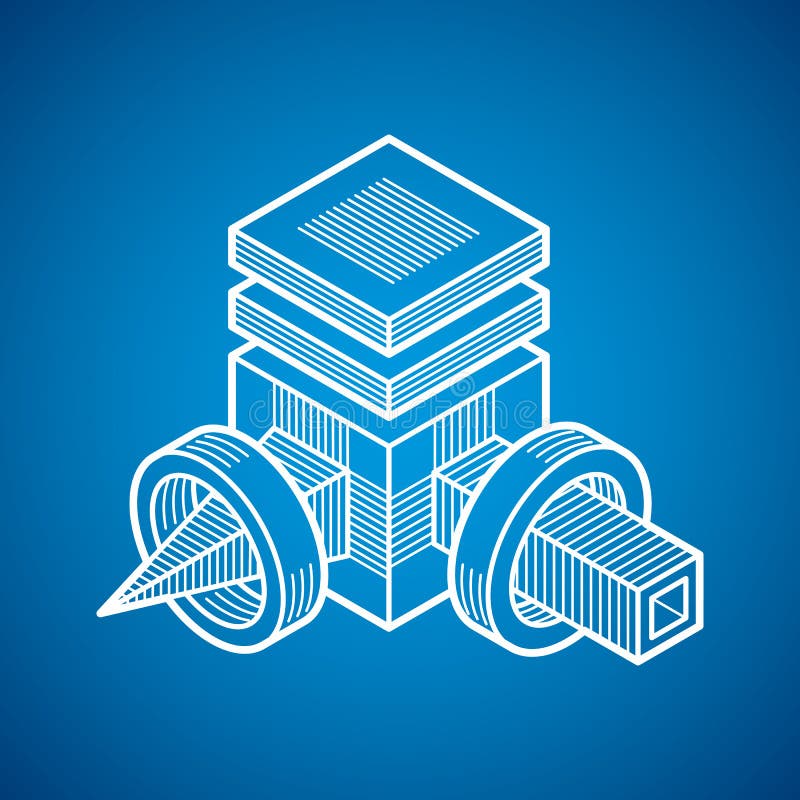 3D Engineering Vector, Abstract Shape Made Using Cubes and Geometric ...