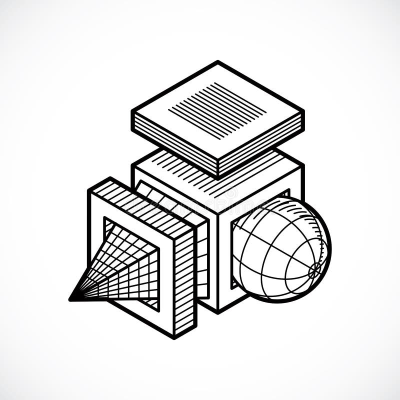 3D Engineering Vector, Abstract Shape Made Using Cubes and Geometric ...