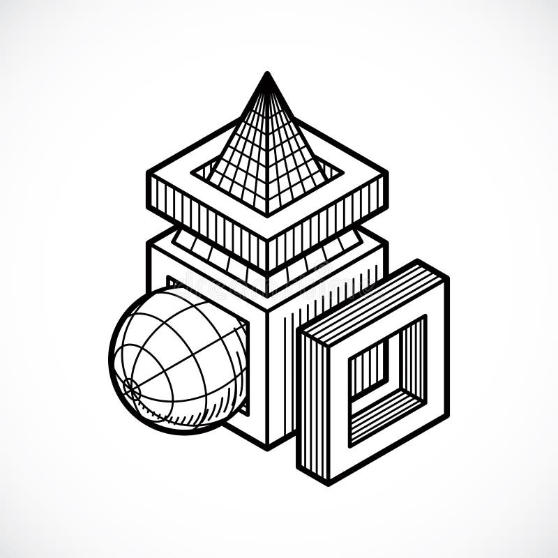 3D Engineering Vector, Abstract Shape Made Using Cubes and Geometric ...
