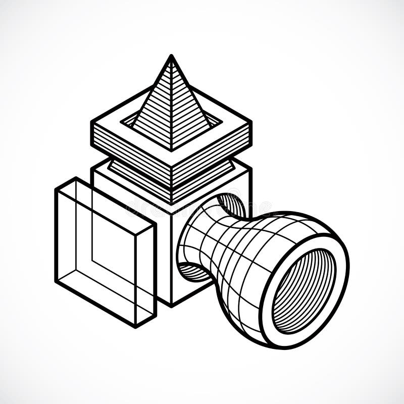3D Engineering Vector, Abstract Shape Made Using Cubes and Geometric ...