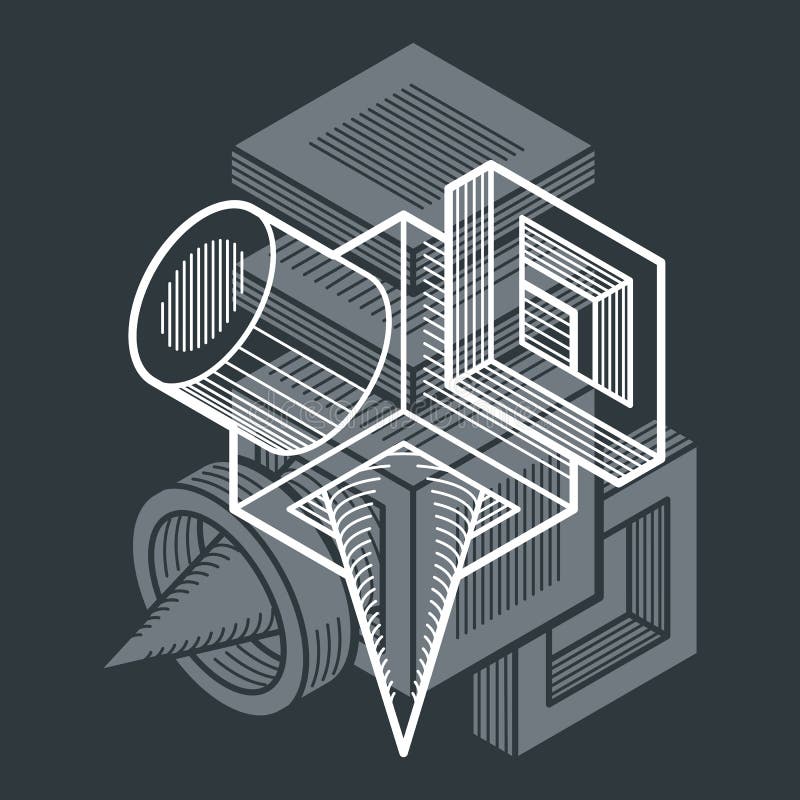 3D Engineering Vector, Abstract Shape Made Using Cubes and Geometric ...