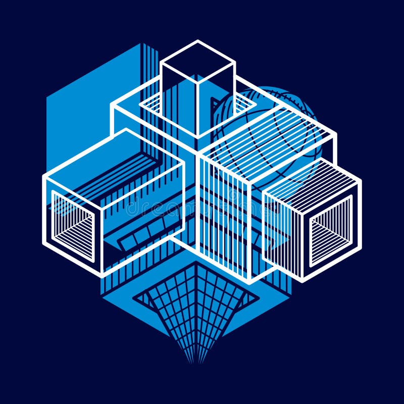3D Engineering Vector, Abstract Shape Made Using Cubes and Geometric ...