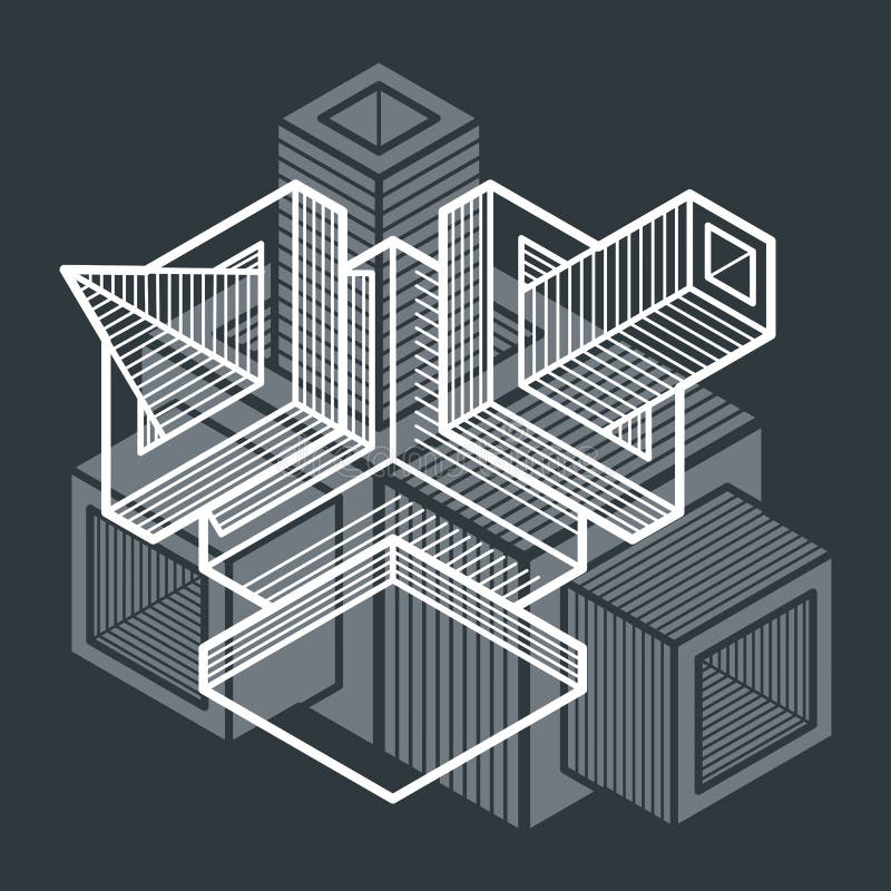 3D Engineering Vector, Abstract Shape Made Using Cubes and Geometric ...