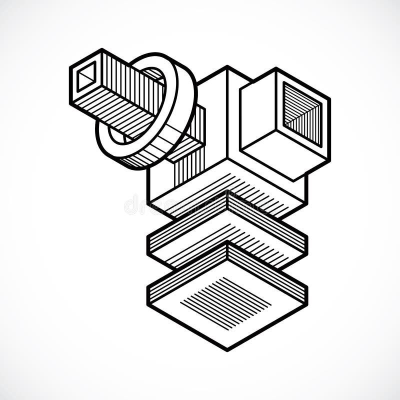 3D Engineering Vector, Abstract Shape Made Using Cubes and Geometric ...