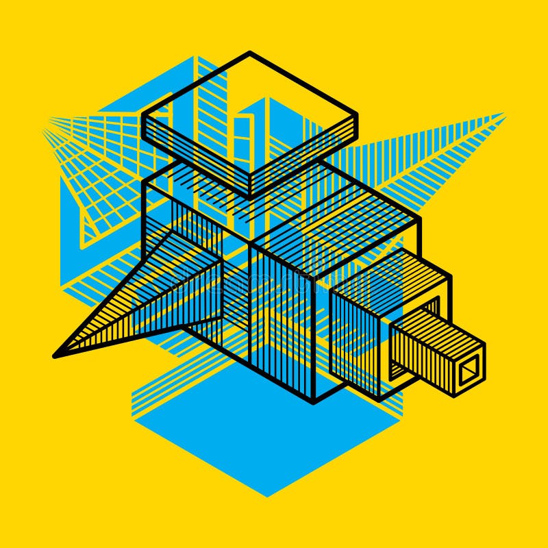3D Engineering Vector, Abstract Shape Made Using Cubes and Geometric ...