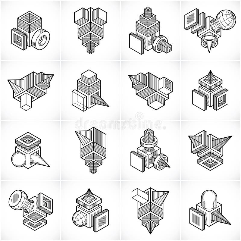 3D Engineering Vectors, Abstract Shapes Collection. Stock Vector ...