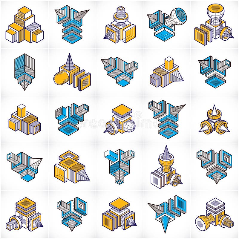 3D Engineering Vectors, Abstract Shapes Collection. Stock Vector ...