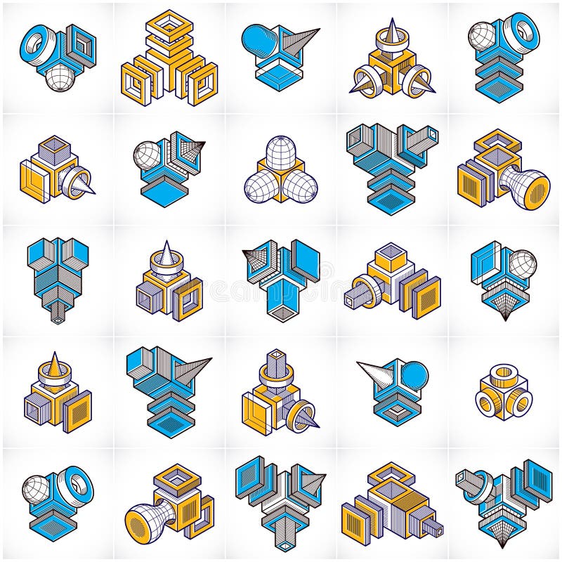 3D Engineering Vectors, Abstract Shapes Collection. Stock Vector ...