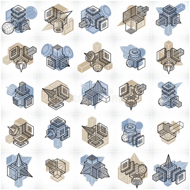 3D Engineering Vectors, Collection of Abstract Shapes. Stock Vector ...