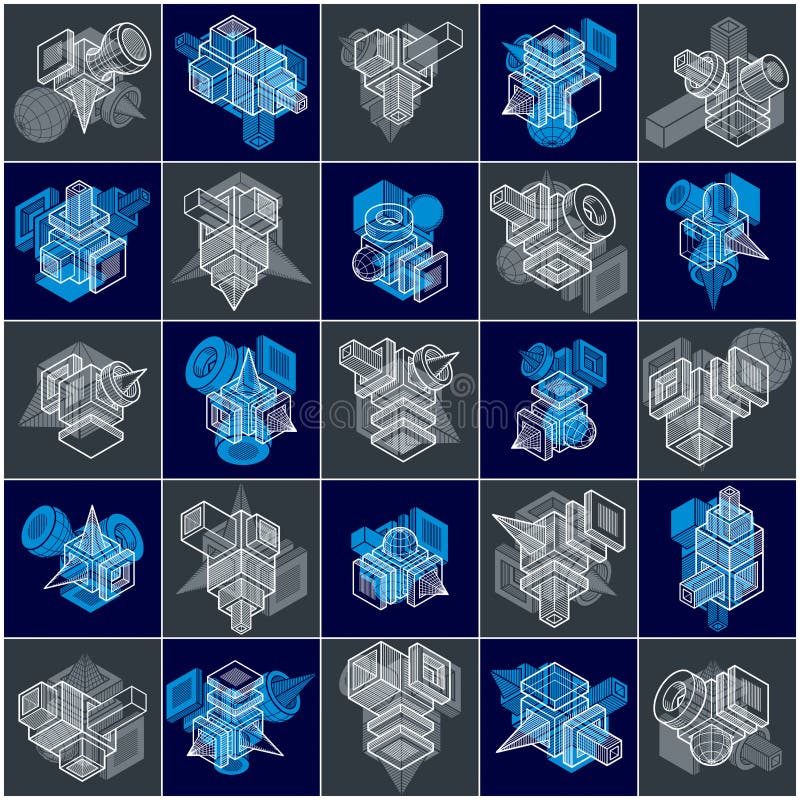 3D Engineering Vectors, Collection of Abstract Shapes. Stock Vector ...