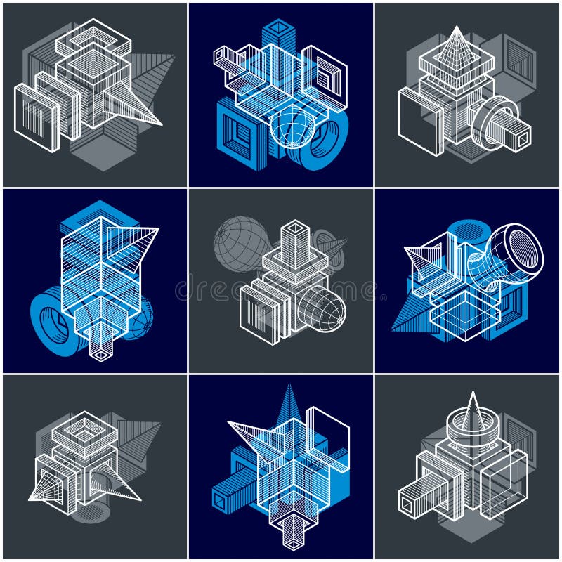 3D Engineering Vectors, Collection of Abstract Shapes. Stock Vector ...