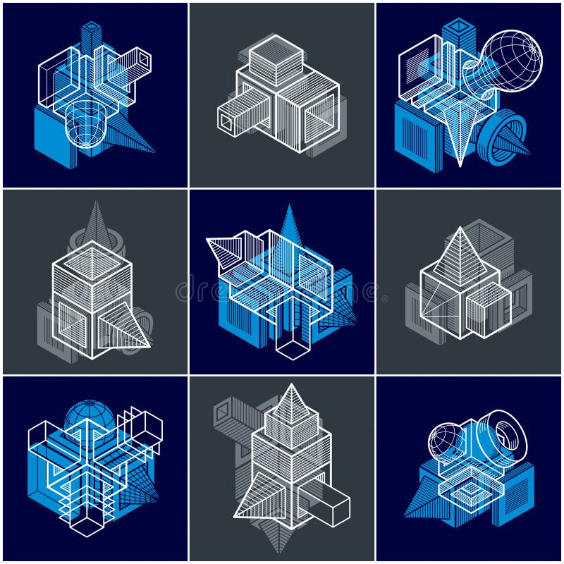 3D Engineering Vectors, Collection of Abstract Shapes. Stock Vector ...