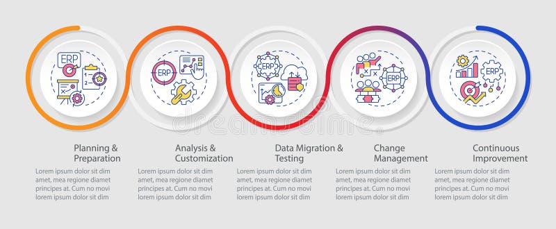 2D Colorful ERP Layout with Thin Line Icons Stock Vector - Illustration ...