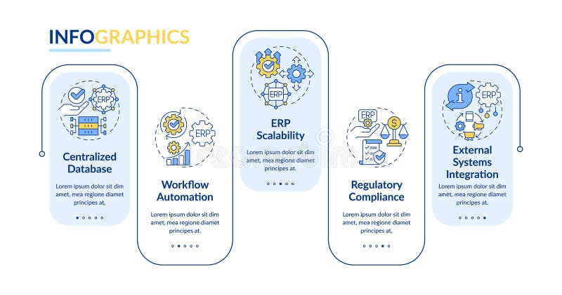 2D ERP Layout with Multicolor Line Icons Stock Vector - Illustration of ...