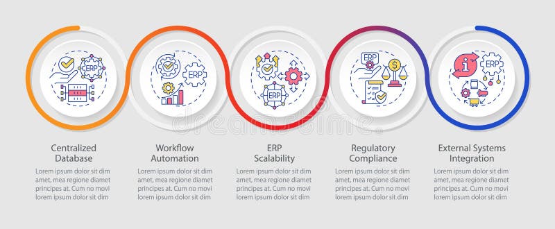 2D ERP Layout with Colorful Line Icons Stock Vector - Illustration of ...