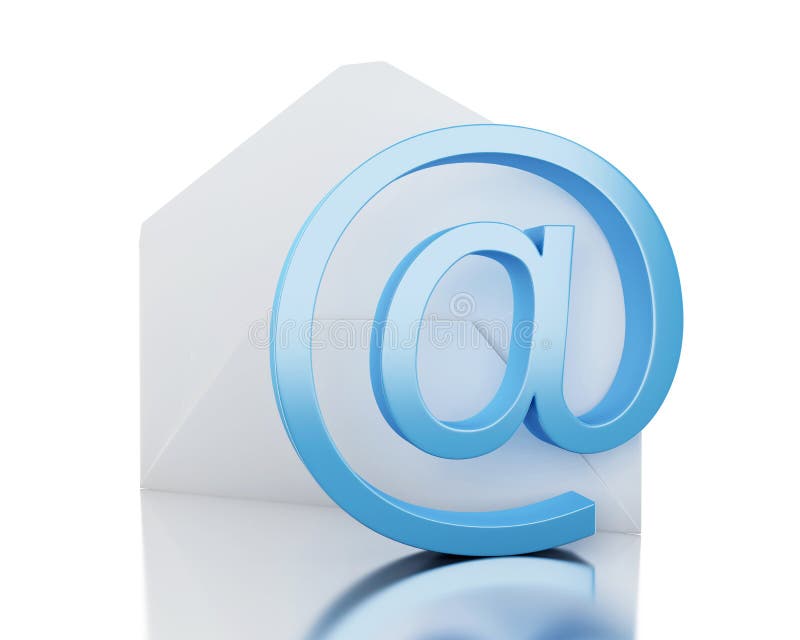 3d Envelope with at sign stock illustration. Illustration of envelope ...