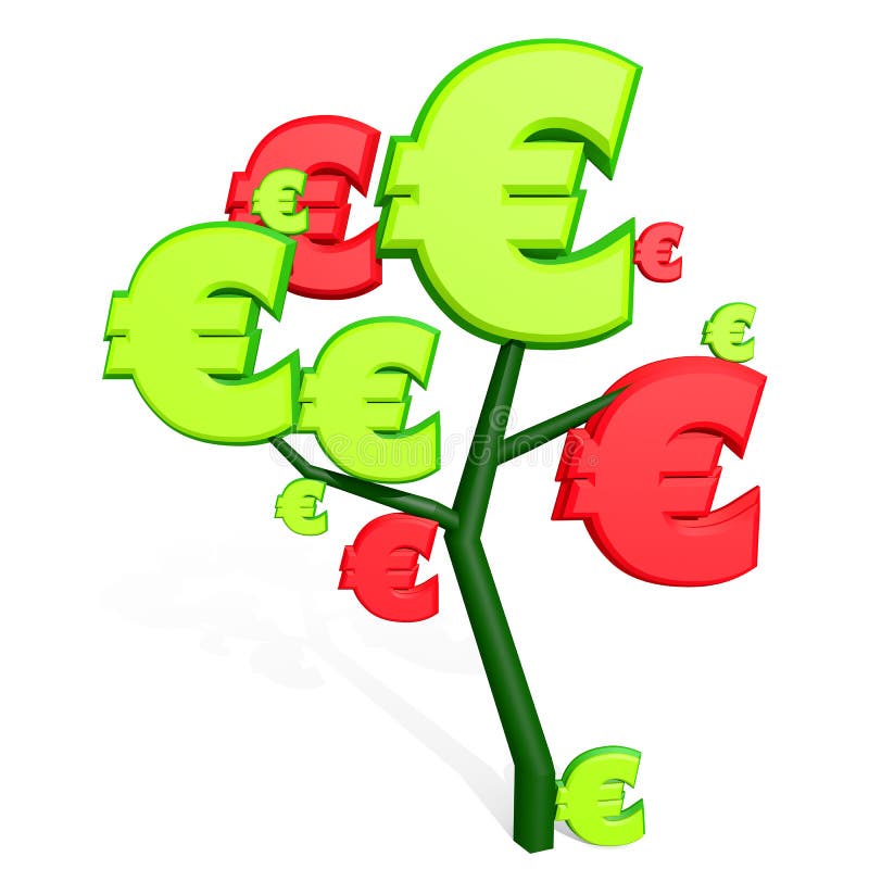 3d euro sign on a tree stock illustration. Illustration of multi - 46605805