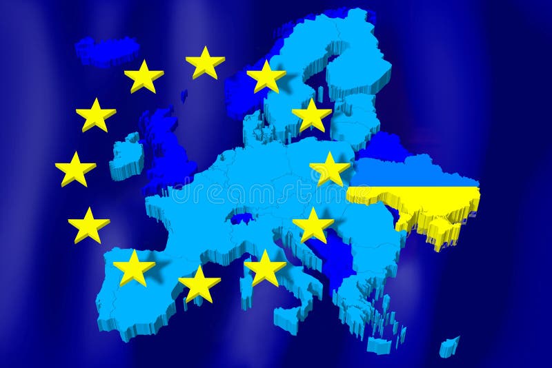 Ukraine and European Union Maps/ Flags Stock Illustration ...