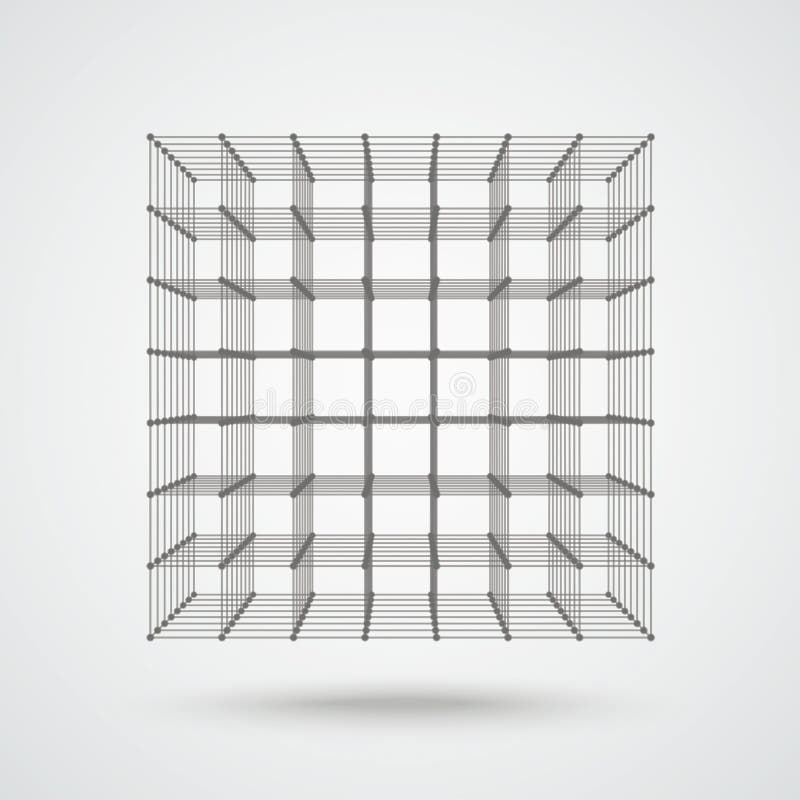 3d Even Cube Connected Dots Stock Vector - Illustration of polygonal ...