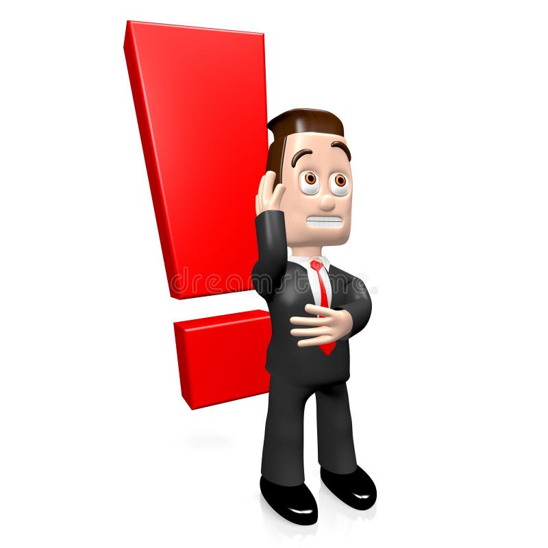 3D Businessman, Exclamations Marks - Illustraton Stock Illustration ...