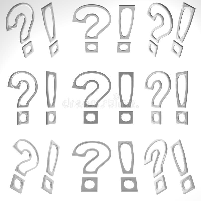 3D Exclamation Mark and Question Mark Stock Illustration - Illustration ...