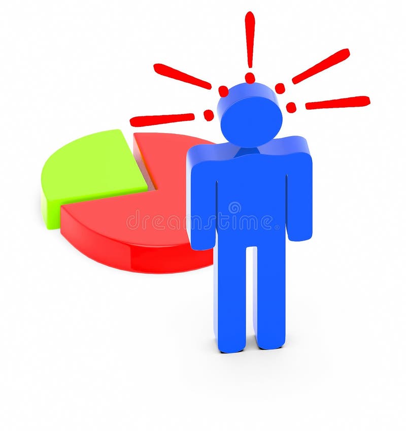 3d Exclamation People Sign and a Pie Chart Stock Illustration ...