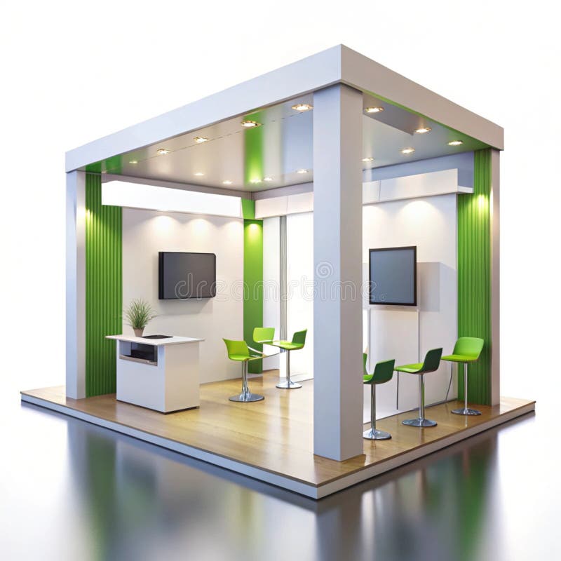 3D Exhibition Booth with Modern Branding Elements Stock Illustration ...