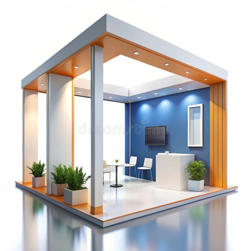 3D Exhibition Booth with Modern Branding Elements Stock Illustration ...