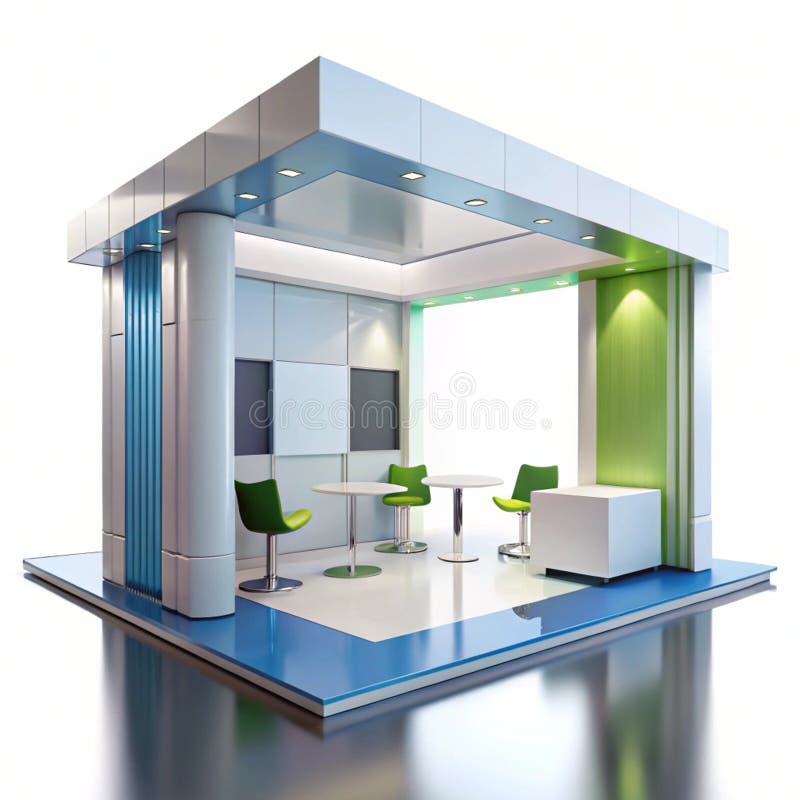 3D Exhibition Booth with Modern Branding Elements Stock Illustration ...