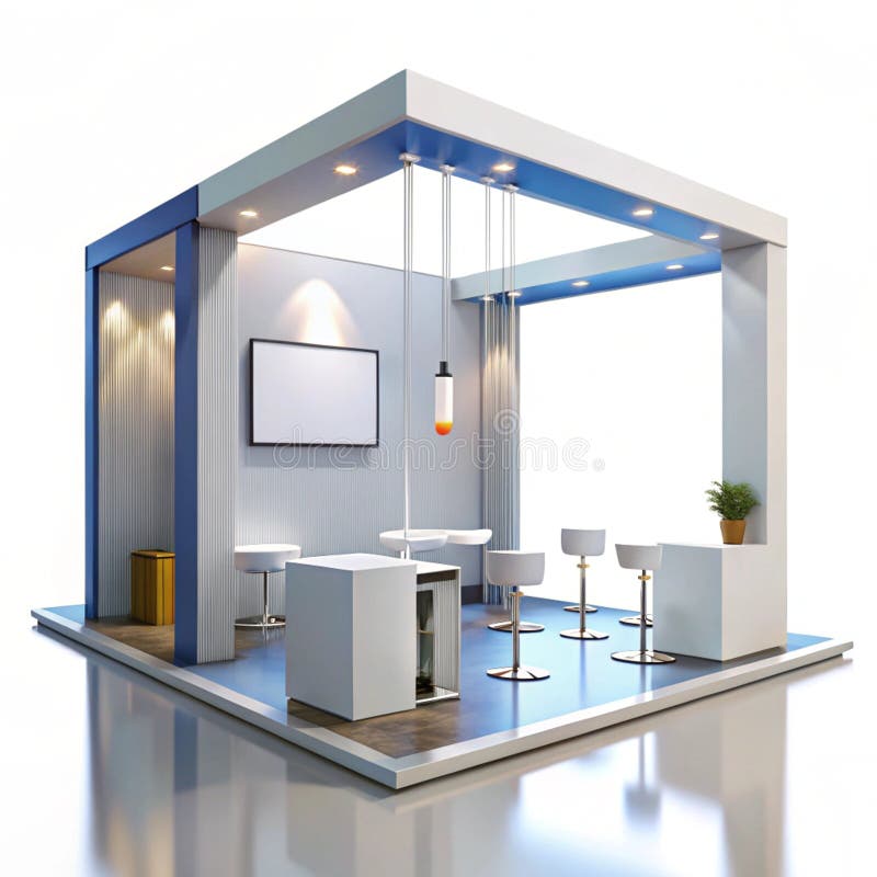 3D Exhibition Booth with Modern Branding Elements Stock Illustration ...