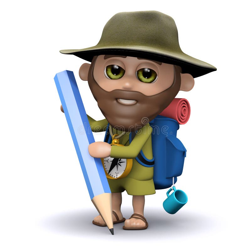 Explorer Pencil in the a Cartoon Bag Stock Vector - Illustration of ...