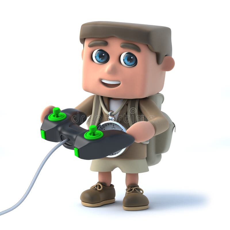 3d Explorer Kid is Playing Video Games Stock Illustration ...