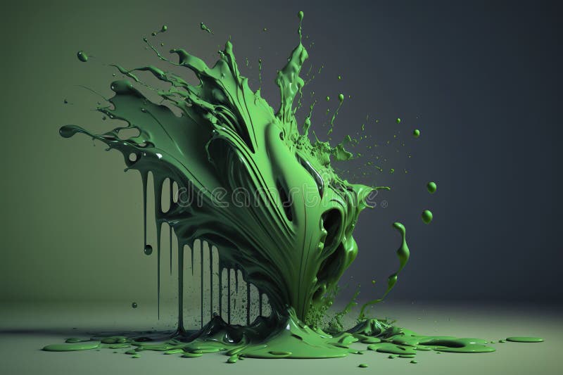3d Explosion of Green Paint Drips. Generative AI Stock Illustration ...