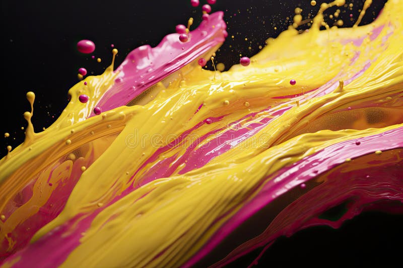 3d Explosion of Pink and Yellow Paint Drips. Generative AI Stock ...